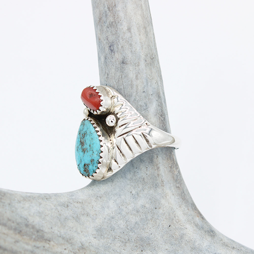 Ring - Coral & Turquoise - Men's – Cherokee Nation Gift Shop
